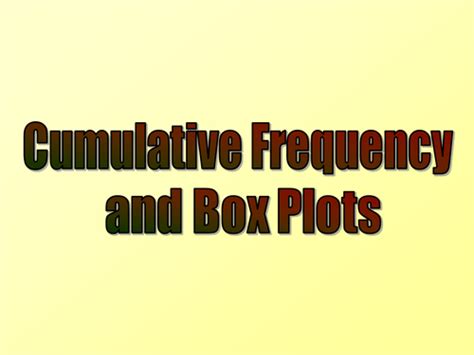 Cumulative Frequency And Box Plots Lessons Teaching Resources