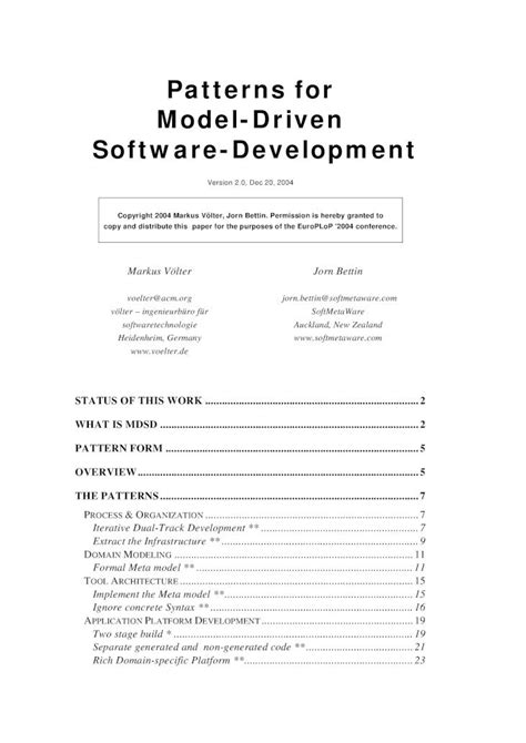 Pdf Patterns For Model Driven Software Development · That Aims At