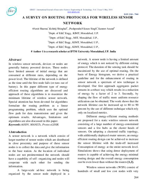 Pdf A Survey On Routing Protocols For Wireless Sensor Network
