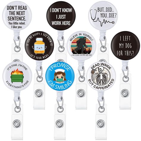 Gueevin 10 Pcs Funny Nurse Badge Reel Bulk Cna Ts Reel Retractable