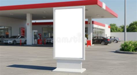 Lightbox Mock Up Signage At Gas Station Commercial Information White