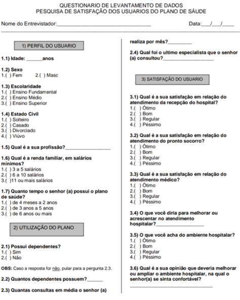 Modelo De Questionário Planejamento Experimental Estatístico
