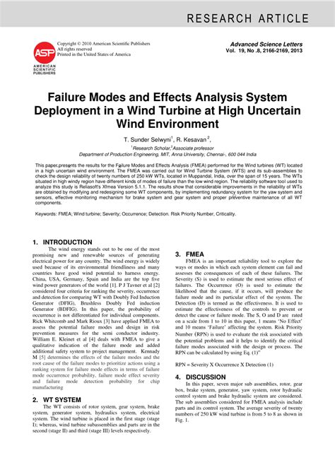 PDF Failure Modes And Effects Analysis System Deployment In A Wind Turbine At High Uncertain