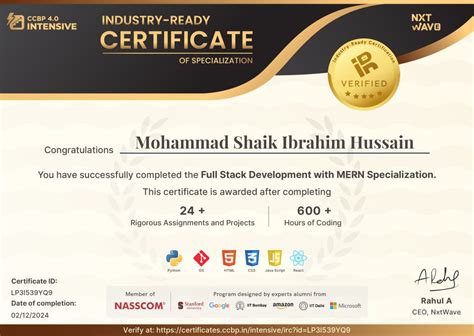 ibrahim hussain on linkedin ccbp nxtwave irc fullstack mern intensive
