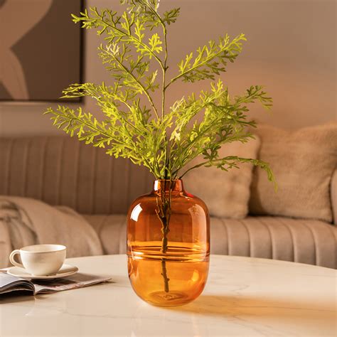 Ruse Glass Amber Texture Vase 16 5×16 5×24 5cm Royal Furniture