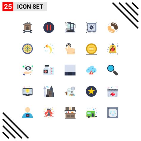 25 User Interface Flat Color Pack Of Modern Signs And Symbols Of Dessert Vault Building Security