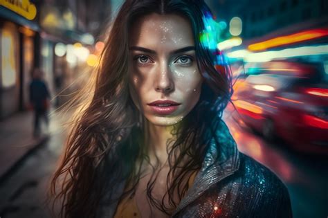Premium Ai Image Cinematic Night Portrait Of Girl And Neon Lights Neural Network Ai Generated