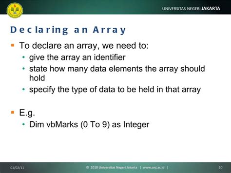 Pemrograman Komputer 11 Array Ppt