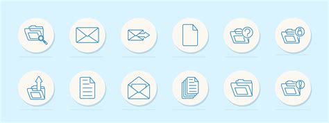 Mail Set Icon Folder Envelope Query Inbox Outbox Document Sent Received Attachment