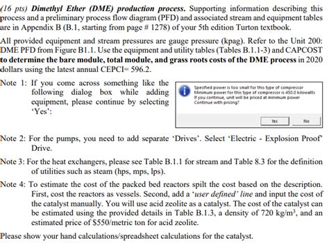 Solved 16 Pts Dimethyl Ether Dme Production Process