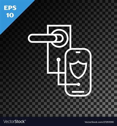 White Line Digital Door Lock With Wireless Vector Image