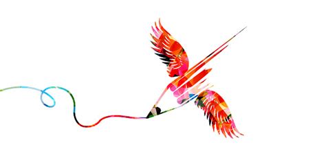 날개 벡터 일러스트와 화려한 연필 창의적인 글쓰기 및 창작 스토리텔링 블로깅 교육 책 표지 기사 및 웹 사이트 콘텐츠 작성 카피