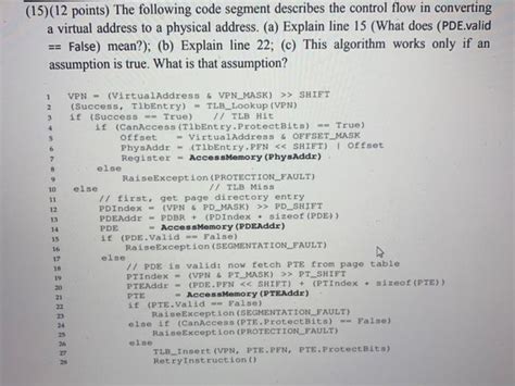 Solved 15 12 Points The Following Code Segment Describes