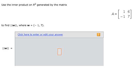 solved use the inner product on r 2 generated by the matrix