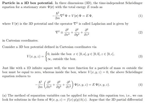 solved particle in a 3d box potential in three dimensions