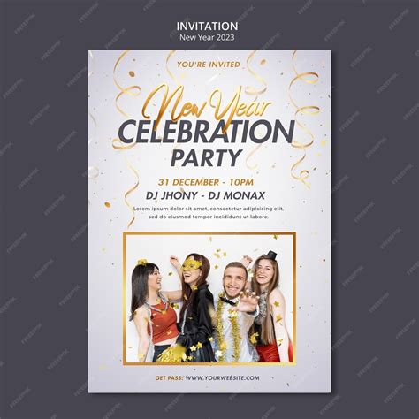 황금 새해 축하 초대장 서식 파일 무료 Psd 파일