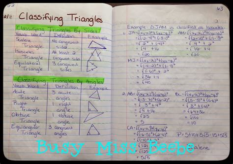 Busy Miss Beebe Geometry Interactive Notebook The Sixth Unit