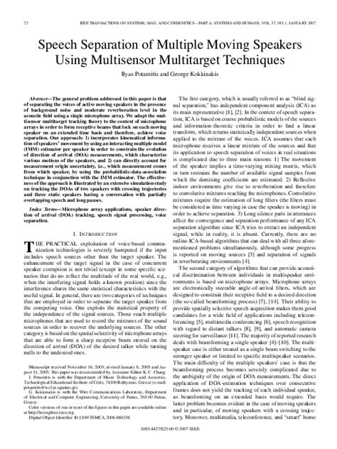Pdf Speech Separation Of Multiple Moving Speakers Using Multisensor