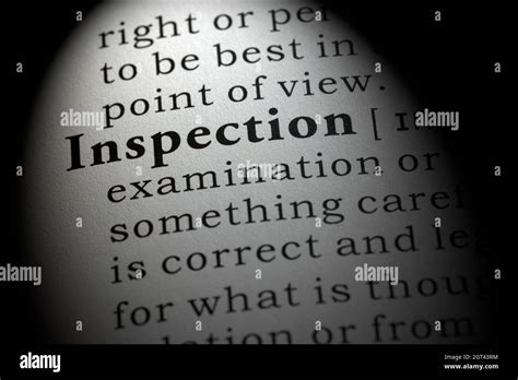 Fake Dictionary Word Dictionary Definition Of Inspection Stock Photo