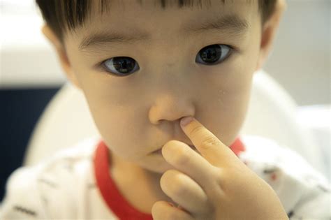 유토이미지 코를 만지는 아이