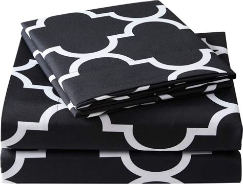 Fitted Bed Sheet Black Geometric Apricot