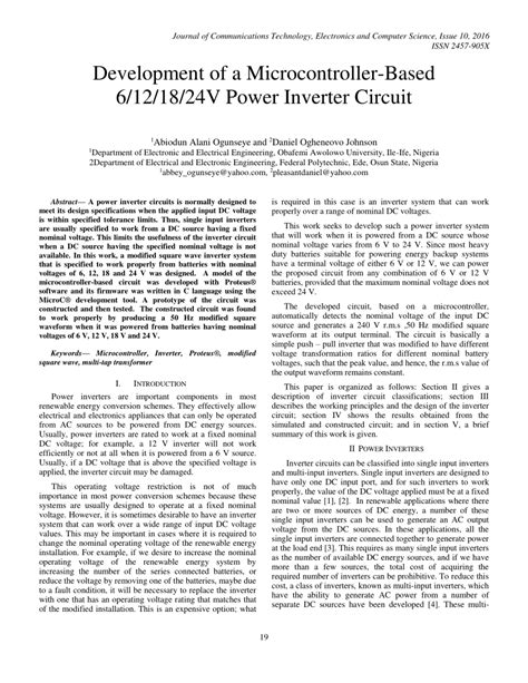 Pdf Development Of A Microcontroller Based 6 12 18 24v Power Inverter Circuit