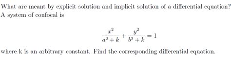 Solved What Are Meant By Explicit Solution And Implicit Chegg