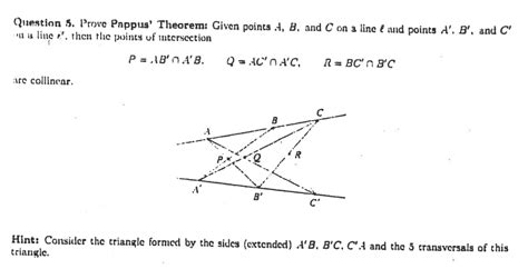 Solved Prove Pappus Theorem Given Points A B And C On A