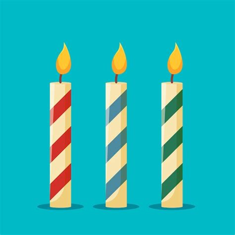다채로운 생일 촛불 벡터 일러스트 레이 션 프리미엄 벡터