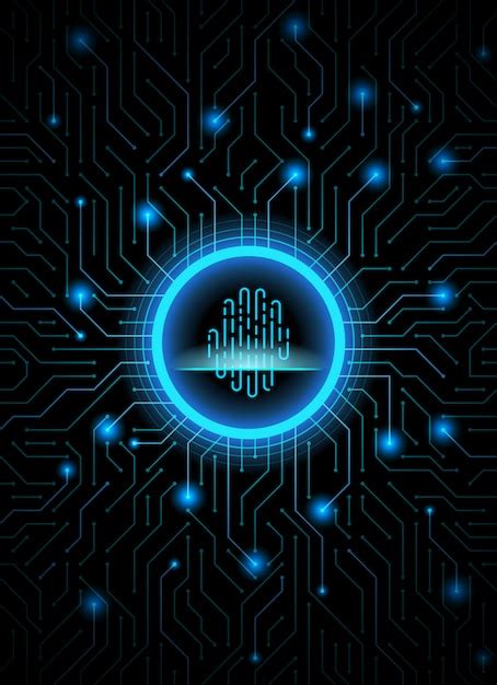 Premium Vector Cyber Security Fingerprint Dark Blue Abstract Digital