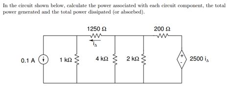 Solved In The Circuit Shown Below Calculate The Power Chegg