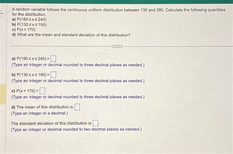 Solved A Random Variable Follows The Continuous Uniform