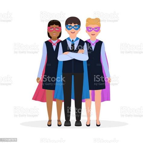 아이 들 입고 슈퍼 히어로 의상 플랫 스타일 소년 캐릭터와 두 여자 벡터 일러스트 레이 션 귀여운에 대한 스톡 벡터 아트 및 기타 이미지 Istock