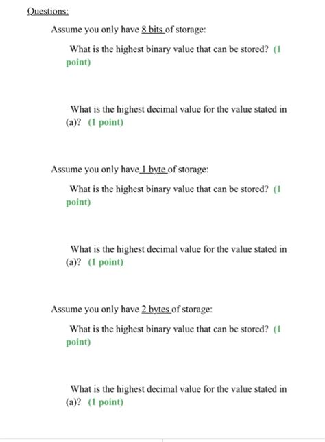 Solved Questions Assume You Only Have 8 Bits Of Storage