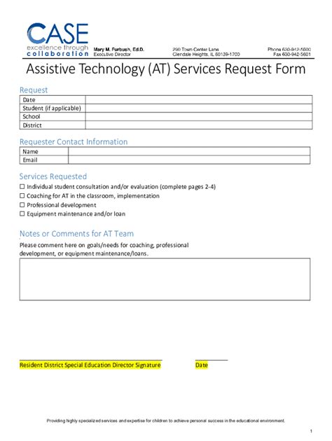 Fillable Online Assistive Technology Services Request Fax Email Print