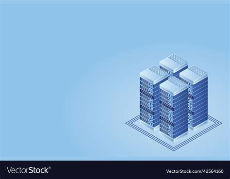 Server Room Isometric Futuristic Technology Vector Image
