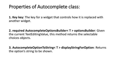 ppt how to use an autocomplete widget in flutter powerpoint