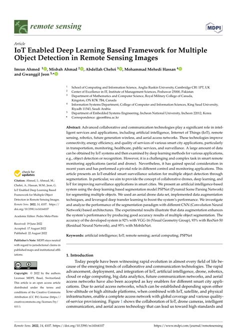 PDF IoT Enabled Deep Learning Based Framework For Multiple Object Detection In Remote Sensing