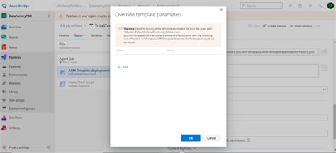 Arm Template Parameters Not Recognised By Devops Task In Override Parameters Dialog For Adf Cd