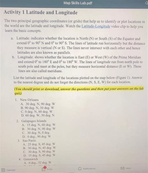 Solved Map Skills Lab Pdf Activity Latitude And Longitude Chegg