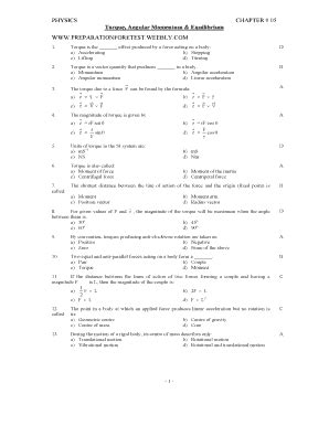 Fillable Online PHYSICS CHAPTER 05 Torque Angular Momentum Weebly Fax Email Print