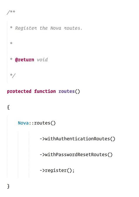 Php Laravel Nova Route Not Found Stack Overflow