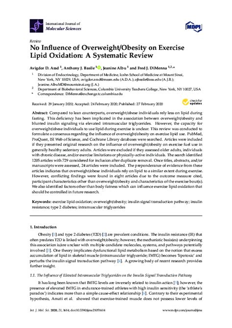 Pdf No Influence Of Overweightobesity On Exercise Lipid Oxidation A