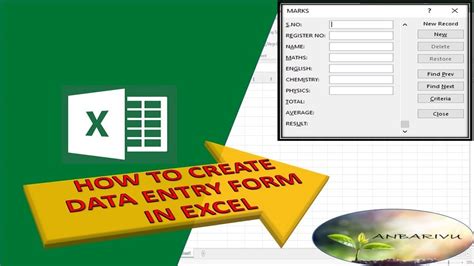 How To Create Data Entry Form In Excel English Excel Course Anbarivu Youtube