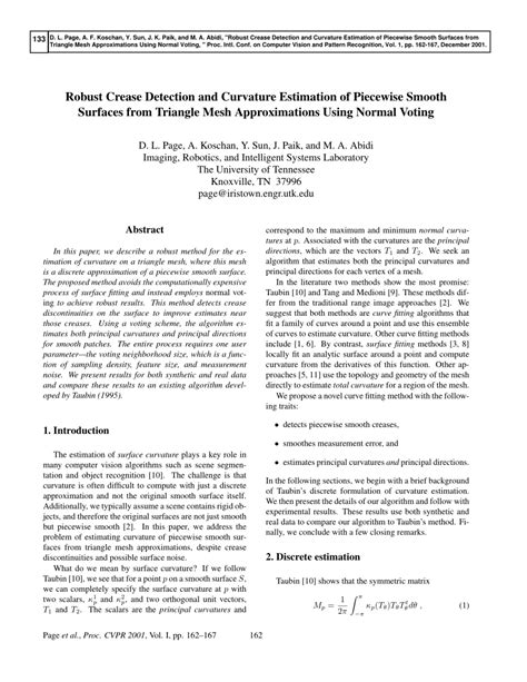 Pdf Robust Crease Detection And Curvature Estimation Of Piecewise Smooth Surfaces From