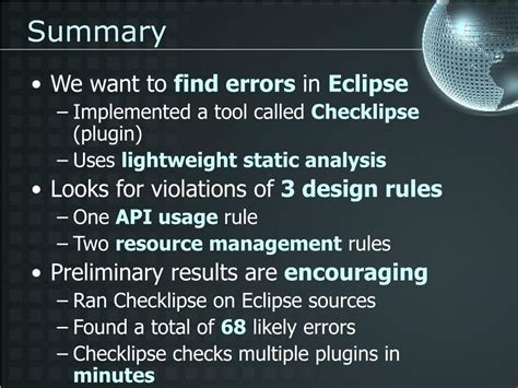 Ppt Turning Eclipse Against Itself Finding Errors In Eclipse Sources