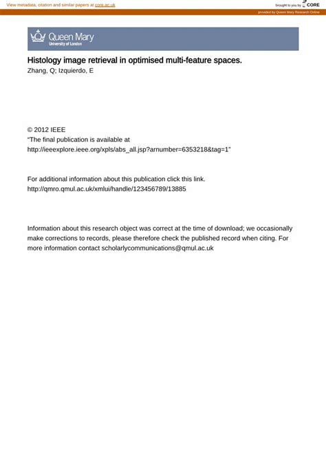 Pdf Histology Image Retrieval In Optimised Multi Feature Spaces Dokumentips