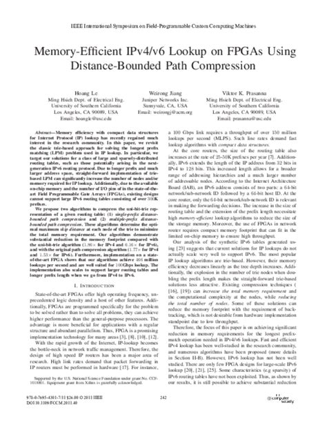 Pdf Memory Efficient Ipv4v6 Lookup On Fpgas Using Distance Bounded