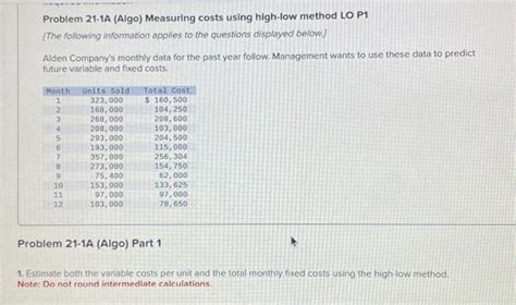 Solved Problem 21 1a Algo Measuring Costs Using High Low