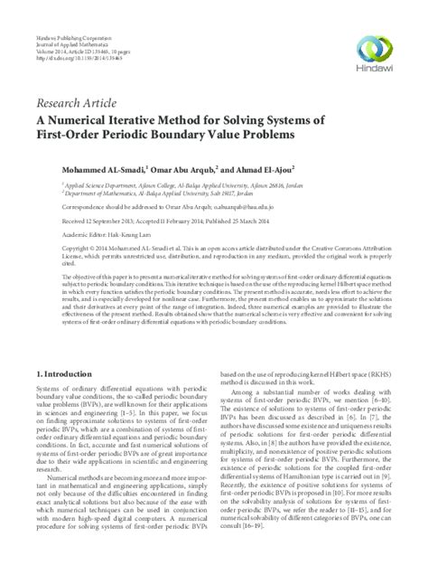 Pdf A Numerical Iterative Method For Solving Systems Of First Order